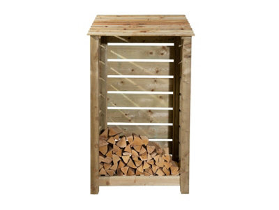 Slatted Slatted wooden log store W-99cm, H-180cm, D-88cm - natural ...