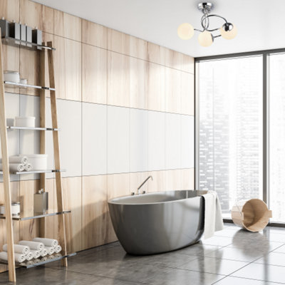 Sleek and Modern Chrome Plated IP44 Bathroom Ceiling Lamp with Opal ...