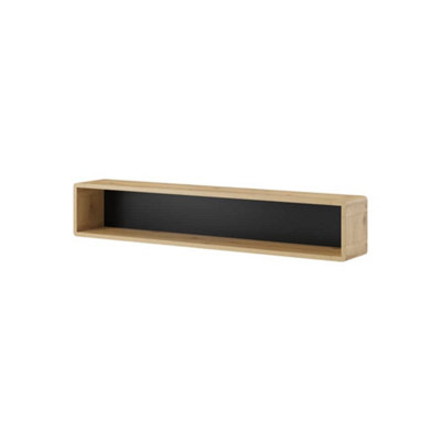 Sleek Aston 02 Wall Shelf 150cm - Black Matt & Oak Torus: Stylish ...