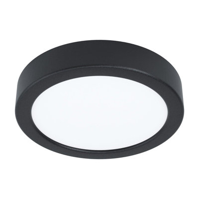 Sleek Black 160mm Round LED Wall and Ceiling Light - 10.5W, 3000K Warm ...