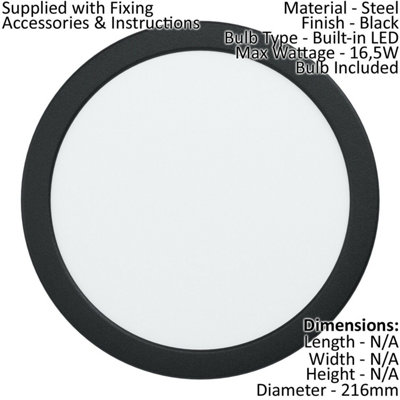 Sleek Black Recessed LED Downlight for Walls and Ceilings - 16.5W Spotlight
