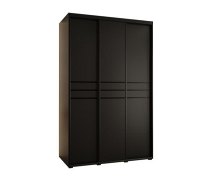 Sleek Black Sliding Door Wardrobe W150cmH205cmD60cm - Modern Storage ...