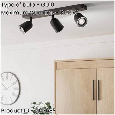 Sleek Black Triple LED Ceiling Spotlight for Indoor Use - Modern Home ...