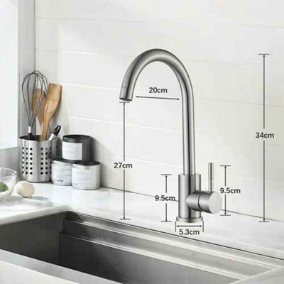 SLEEK FLOW CHROME KITCHEN MIXER TAP WITH SWIVEL SPOUT