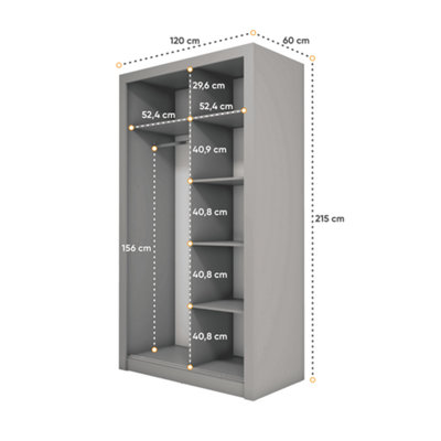 Sleek Mirrored Sliding Wardrobe in Grey - Spacious & Modern (H2150mm x ...
