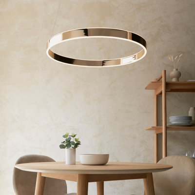 SLEEK MODERN CEILING PENDANT LIGHT IN FRENCH GOLD WITH FROSTED ACRYLIC ...