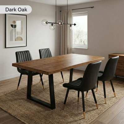 Sleek & Slender Reclaimed Dining Table - Dark Oak
