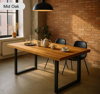 Sleek & Slender Reclaimed Dining Table - Mid Oak