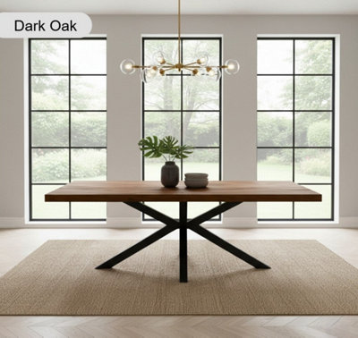 Sleek & Slender Reclaimed Dining Table with Spider Leg - Dark Oak