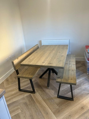 Sleek & Slender Reclaimed Dining Table with Spider Leg - Dark Oak