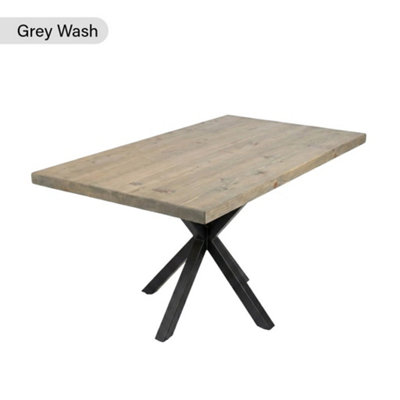 Sleek & Slender Reclaimed Dining Table with Spider Leg - Grey Wash