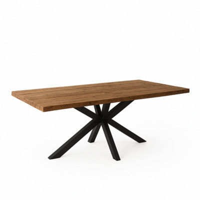 Sleek & Slender Reclaimed Dining Table with Spider Leg - Jacobean