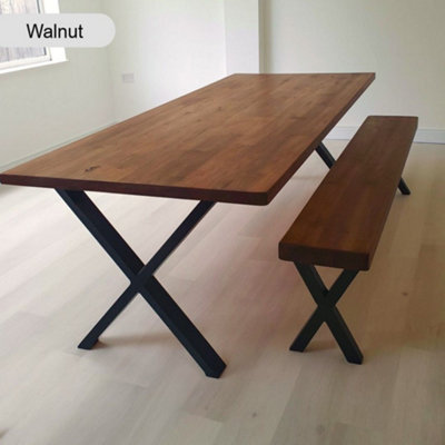 Sleek & Slender Rustic Dining Table - Walnut