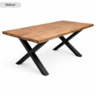 Sleek & Slender Rustic Dining Table - Walnut