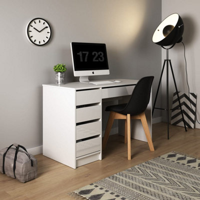 Sleek White Gloss Front Desk H750mm W1200mm D550mm Contemporary Design with Ample Storage
