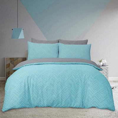 Sleepdown Square Dot Geo Grey Geometric Reversible Duvet Set Quilt ...