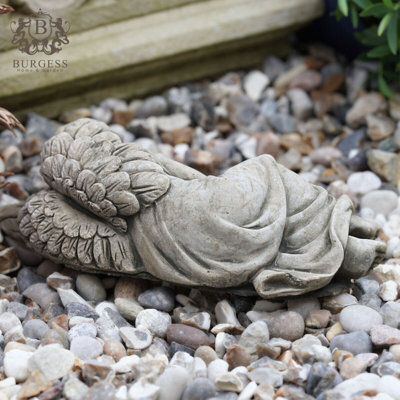 Sleeping Angel Stone Statue Nymph Cherub Fairy Outdoor Garden Ornament ...