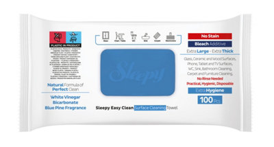 SLEEPY Easy Clean Bleach Scented Multi Surface Cleaning Wipes 6 x 100pcs