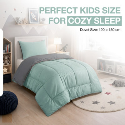 SleepyNights Duck Egg & Grey 7.5 Tog Reversible 120 x 150 cm Cot Bed ...