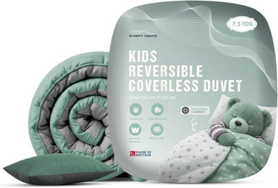 SleepyNights Duck Egg & Grey 7.5 Tog Reversible 120 x 150 cm Cot Bed ...