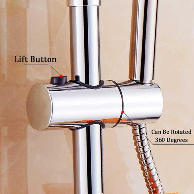 Slider Shower Head Holder 24mm Adjustable Riser Rail Bracket Chrome