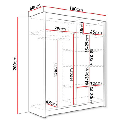 Sliding Doors Wardrobe Westa VIII 150cm with Mirrors Sonoma