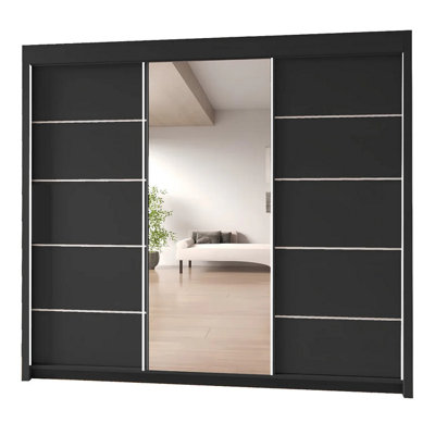 Sliding Mirror Door Bedroom Wardrobe - Oslo Wradrobe with Rails ...