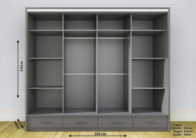 Sliding Wardrobe for Bedroom- LED Light - Ample Storage Space & Sleek ...