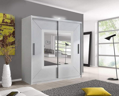 Sliding Wardrobe LED Mirror Space Saving Bedroom Wardrobe, Contemporary ...
