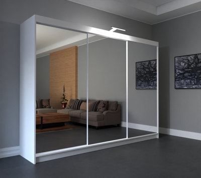 Sliding Wardrobe LED Mirror Space Saving Bedroom Wardrobe, Contemporary ...