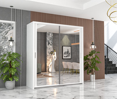 Sliding Wardrobe with Mirror Doors Bedroom Storage with Shelves ...