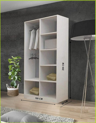 Sliding Wardrobe with Mirror Doors Bedroom Storage with Shelves ...