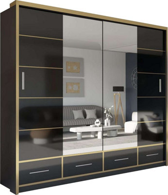 Sliding Wardrobes 4U Cardiff High Gloss Mirror Sliding Door Wardrobe in ...
