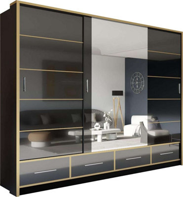 Sliding Wardrobes 4U Cardiff High Gloss Mirror Sliding Door Wardrobe in ...