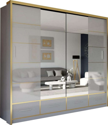 Sliding Wardrobes 4U Cardiff High Gloss Mirror Sliding Door Wardrobe in ...