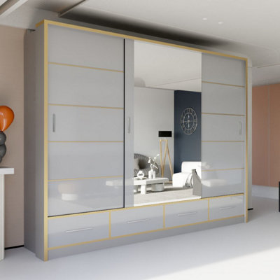 Sliding Wardrobes 4U Cardiff High Gloss Mirror Sliding Door Wardrobe in ...