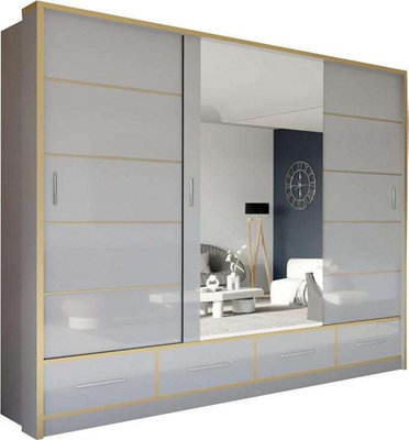Sliding Wardrobes 4U Cardiff High Gloss Mirror Sliding Door Wardrobe in ...