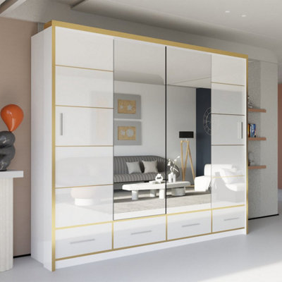 Sliding Wardrobes 4U Cardiff High Gloss Mirror Sliding Door Wardrobe in ...