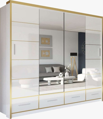 Sliding Wardrobes 4U Cardiff High Gloss Mirror Sliding Door Wardrobe in ...