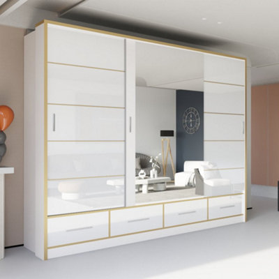 Sliding Wardrobes 4U Cardiff High Gloss Mirror Sliding Door Wardrobe in ...