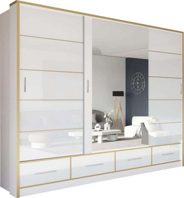 Sliding Wardrobes 4U Cardiff High Gloss Mirror Sliding Door Wardrobe in ...