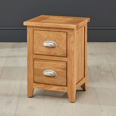 Slim 2 Drawer Bedside Table Cheshire Oak Freestanding Narrow Nightstand ...