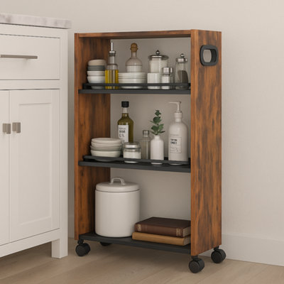 Slim 4-Tier Rolling Kitchen Trolley with Lockable Wheels - Narrow ...