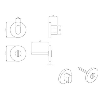 Slim Bathroom Thumbturn Lock And Release Handle With Indicator Satin Steel