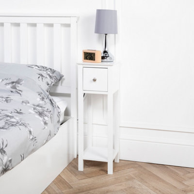 Slim Bedside Table Set of 2 Nightstand Narrow End Table Tall With ...