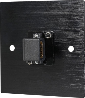 Slim Black Wall Face Plate 1 x HDMI 90 Degree Feedthrough Wall Plate Metal
