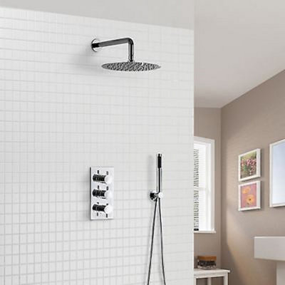 SLIM CONCEALED OVERHEAD SHOWER HEAD 3 DIAL THERMOSTATIC VALVE AND ...