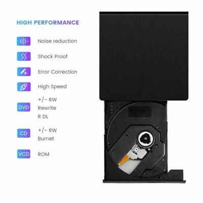 Slim External CD/DVD Drive USB 3.0 Player Burner Reader Writer for ...