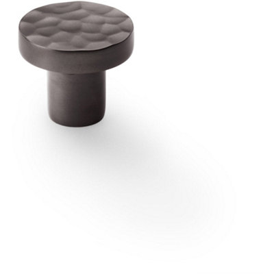 Slim Hammered Door Knob - Dark Bronze 30mm Round Cupboard Cabinet Pull ...