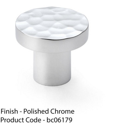 Slim Hammered Door Knob Polished Chrome 30mm Round Cupboard Cabinet ...